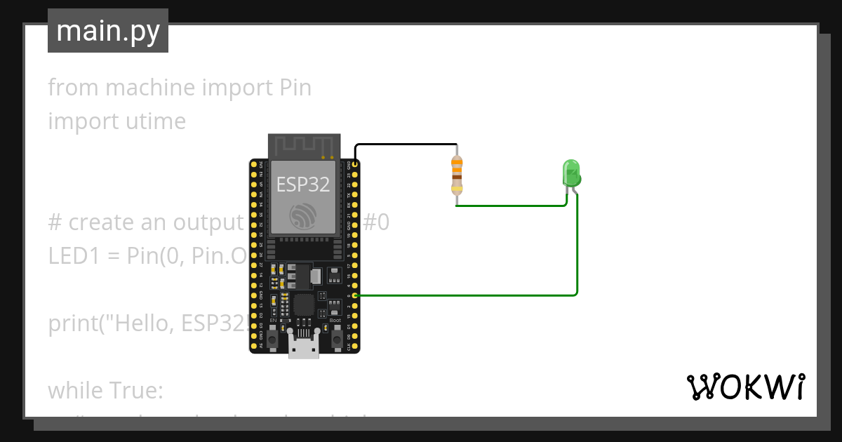 Led 500ms delay - Wokwi ESP32, STM32, Arduino Simulator