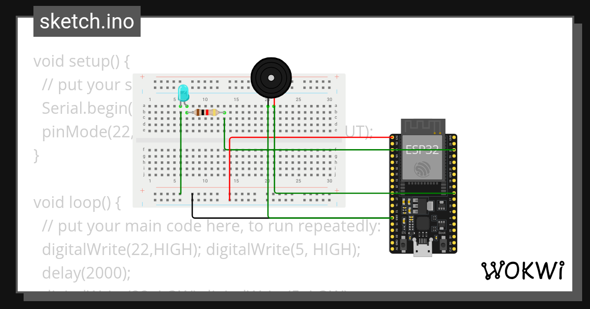 LED Buzzer - Wokwi ESP32, STM32, Arduino Simulator