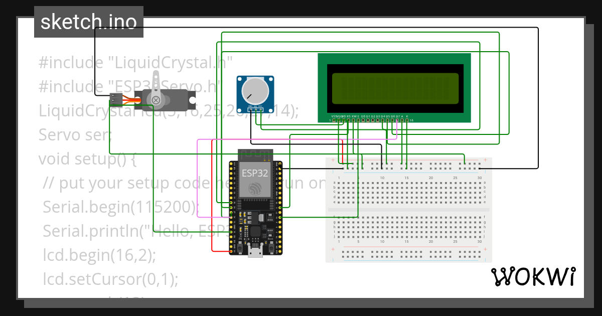 LCD_Servo_IR - Wokwi ESP32, STM32, Arduino Simulator
