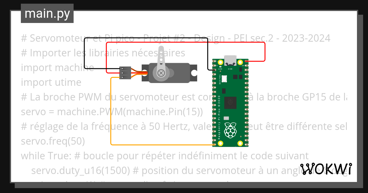 Servomoteur et Pi pico-#2-Design - Wokwi ESP32, STM32, Arduino Simulator