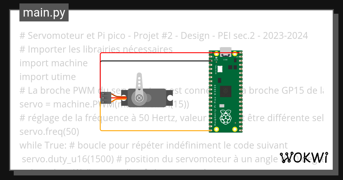 Servomoteur Et Pi Pico Projet 2 Design Wokwi Esp32 Stm32 Arduino Simulator