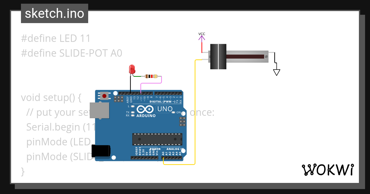 Regolatore analogico di luminosità di un led - Wokwi ESP32, STM32 ... Regolatore analogico di luminosità di un led - Wokwi ESP32, STM32 ...