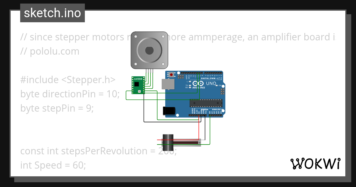 stepper motor - Wokwi ESP32, STM32, Arduino Simulator