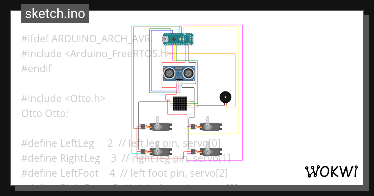 OttoDIY Biped (Nano) Arduino 13.0.0 - Wokwi ESP32, STM32, Arduino Simulator