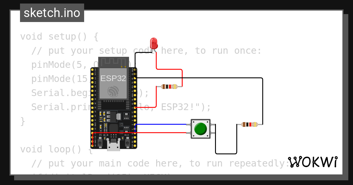 Pushbutton Wokwi Esp32 Stm32 Arduino Simulator
