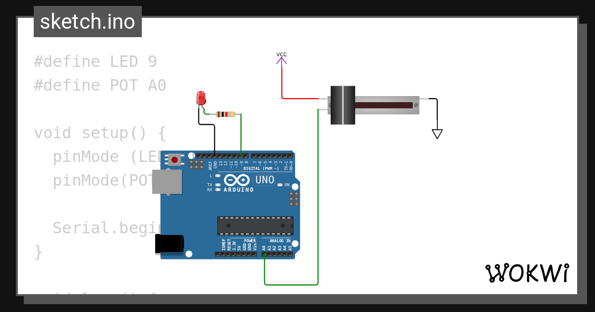 Regolatore analogico di luminosità di un led - Wokwi ESP32, STM32 ... Regolatore analogico di luminosità di un led - Wokwi ESP32, STM32 ...