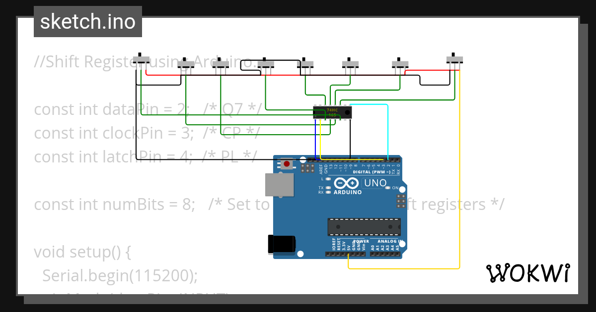 Shift Register Wokwi Esp32 Stm32 Arduino Simulator