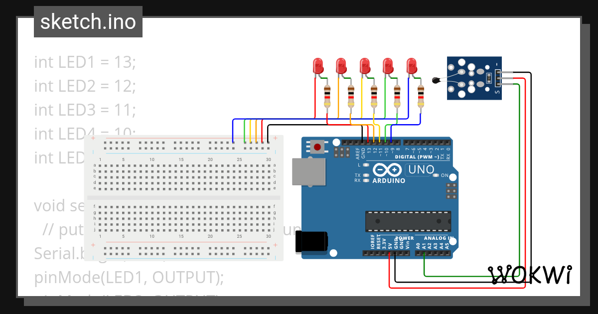 Analog Temperature Sensor Electronics Challenge with Breadboard Copy - Wokwi ESP32, STM32 ...