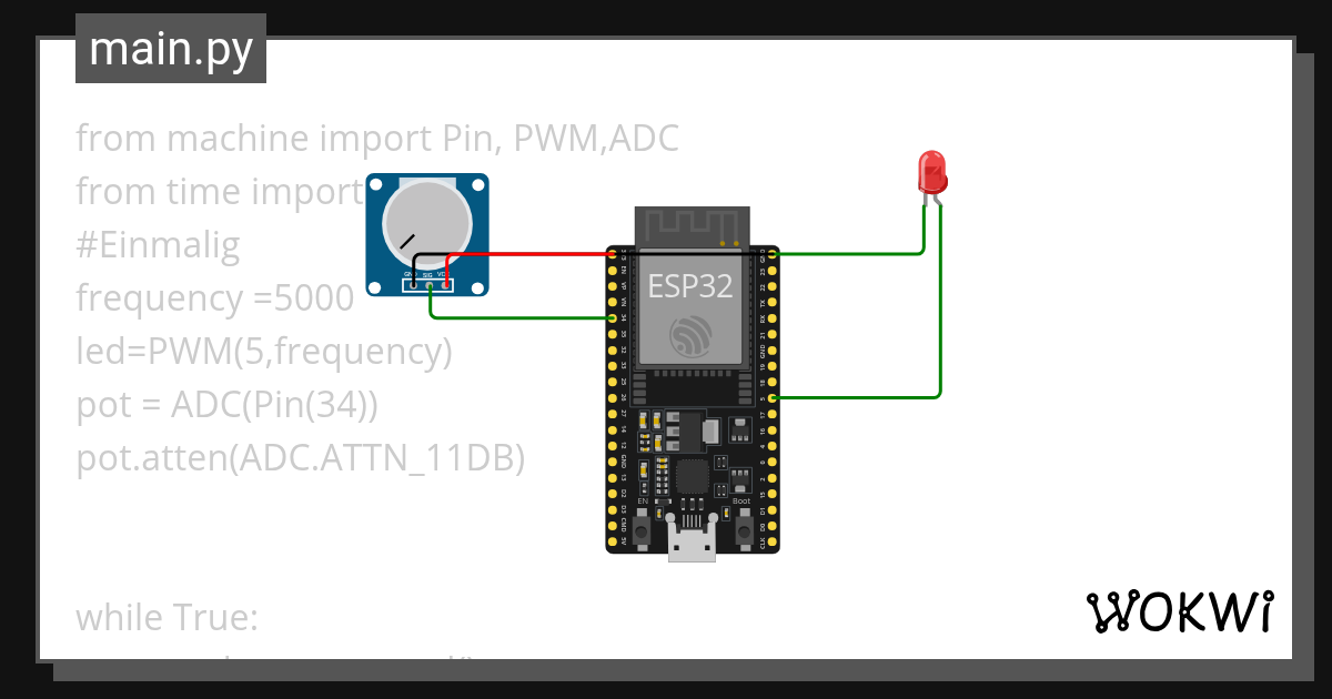 Aufgabe Potentiometers Wokwi Esp32 Stm32 Arduino Simulator 