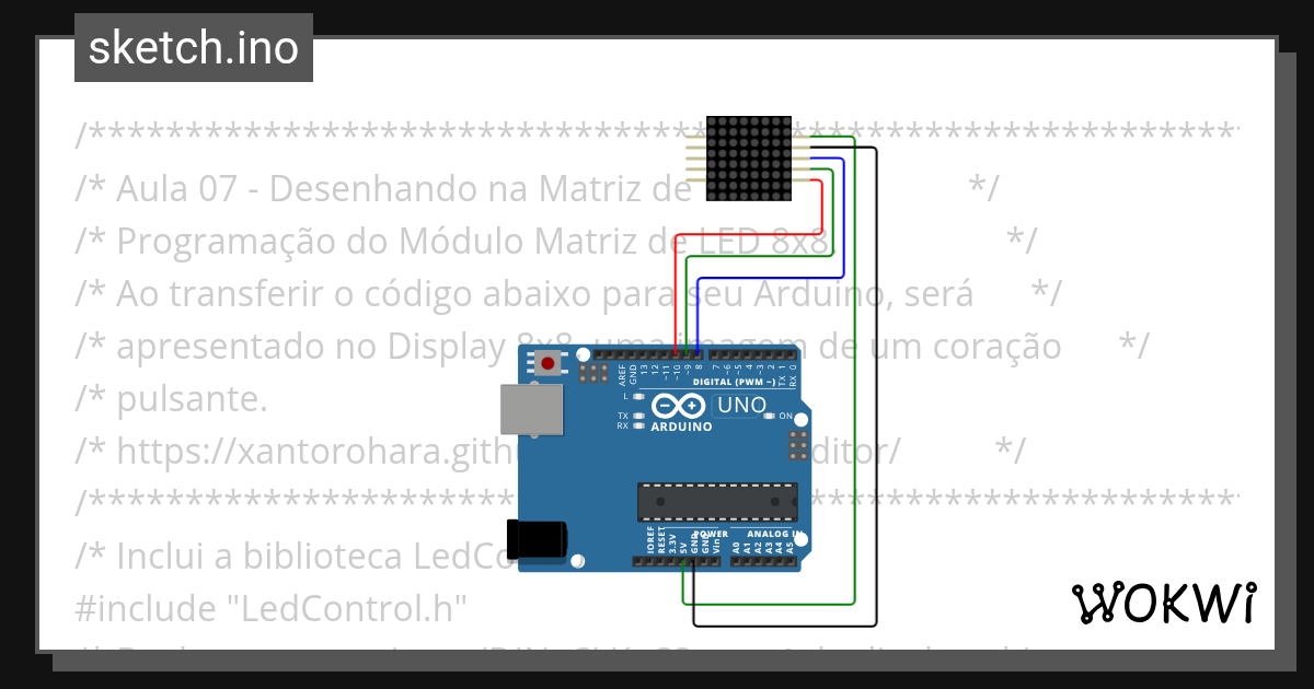 Matriz 8x8 - Wokwi ESP32, STM32, Arduino Simulator