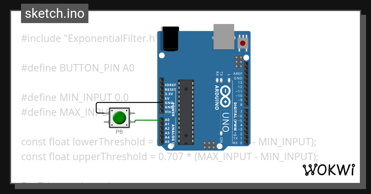 Exponential Filter - Toggle on Trigger Event - Wokwi ESP32, STM32, Arduino Simulator