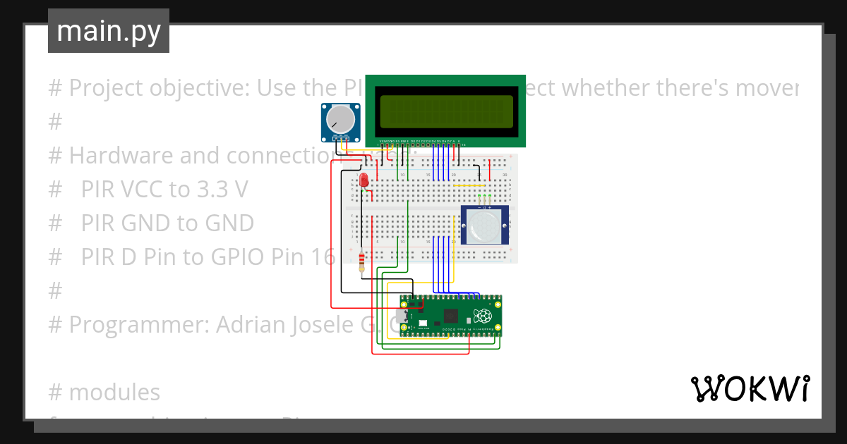 Raspberry Pi Pico PIR Copy - Wokwi ESP32, STM32, Arduino Simulator