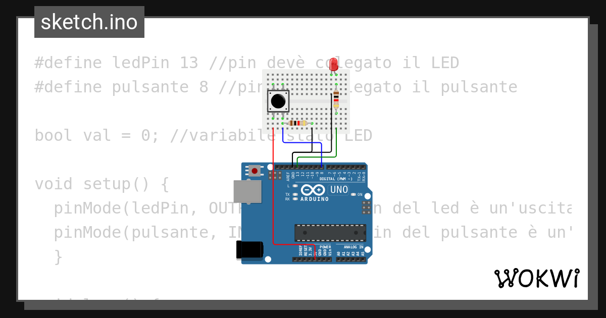 01 Gestione Led Con Pulsante Wokwi Esp32 Stm32 Arduino Simulator 