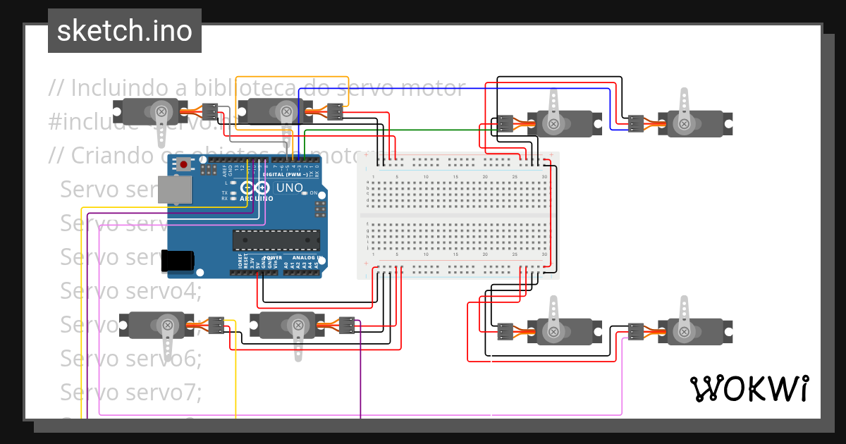 Aranha(andar pra frente e pra trás) - Wokwi ESP32, STM32, Arduino Simulator