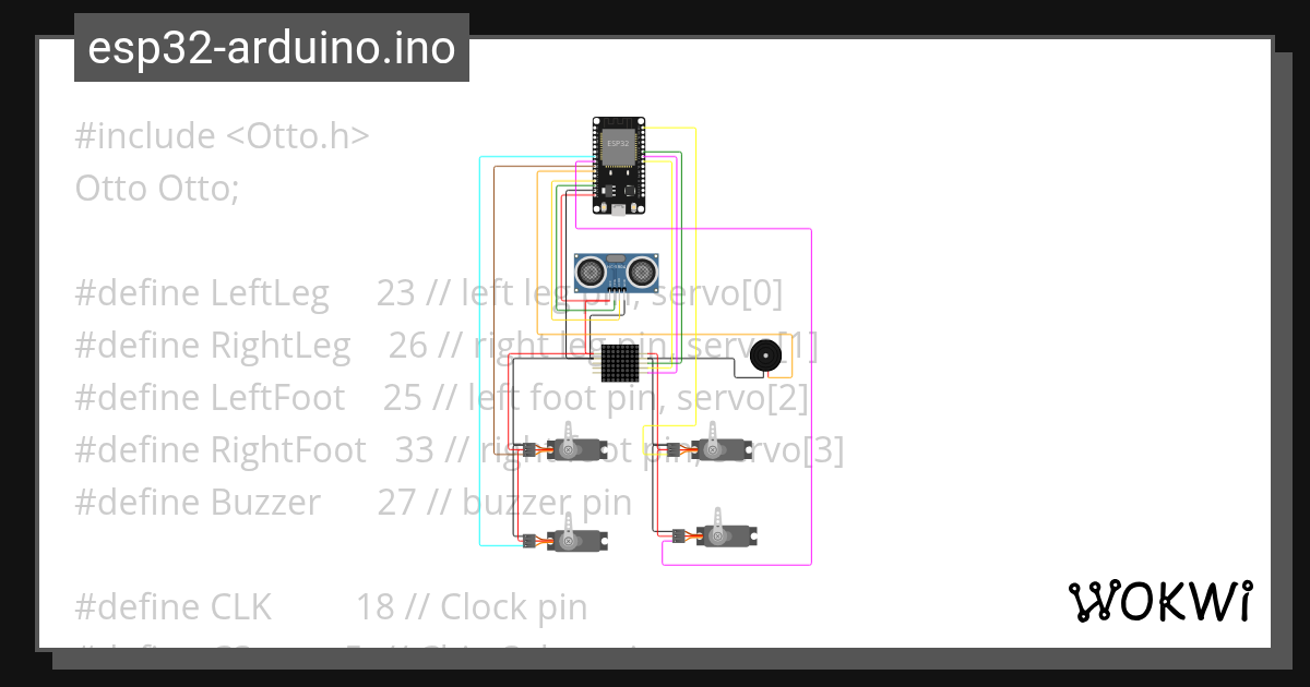 OttoDIY Biped (Esp32) Arduino 13.0.0 - Wokwi ESP32, STM32, Arduino Simulator