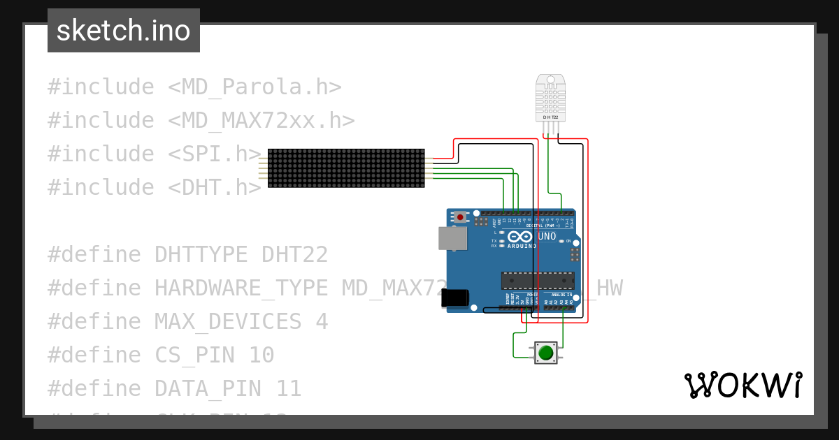 Vypisovač Teploty A Vlhkosti Na Matrix Displej Wokwi Esp32 Stm32 Arduino Simulator 7769