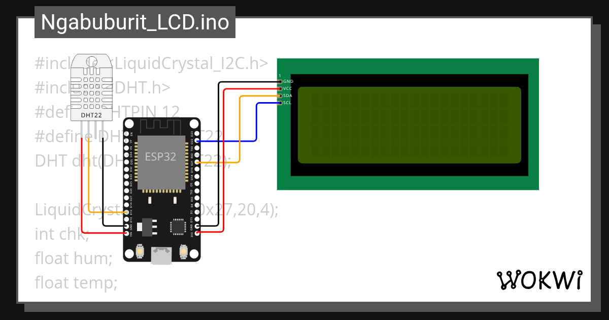 DHT22_LCD - Wokwi ESP32, STM32, Arduino Simulator