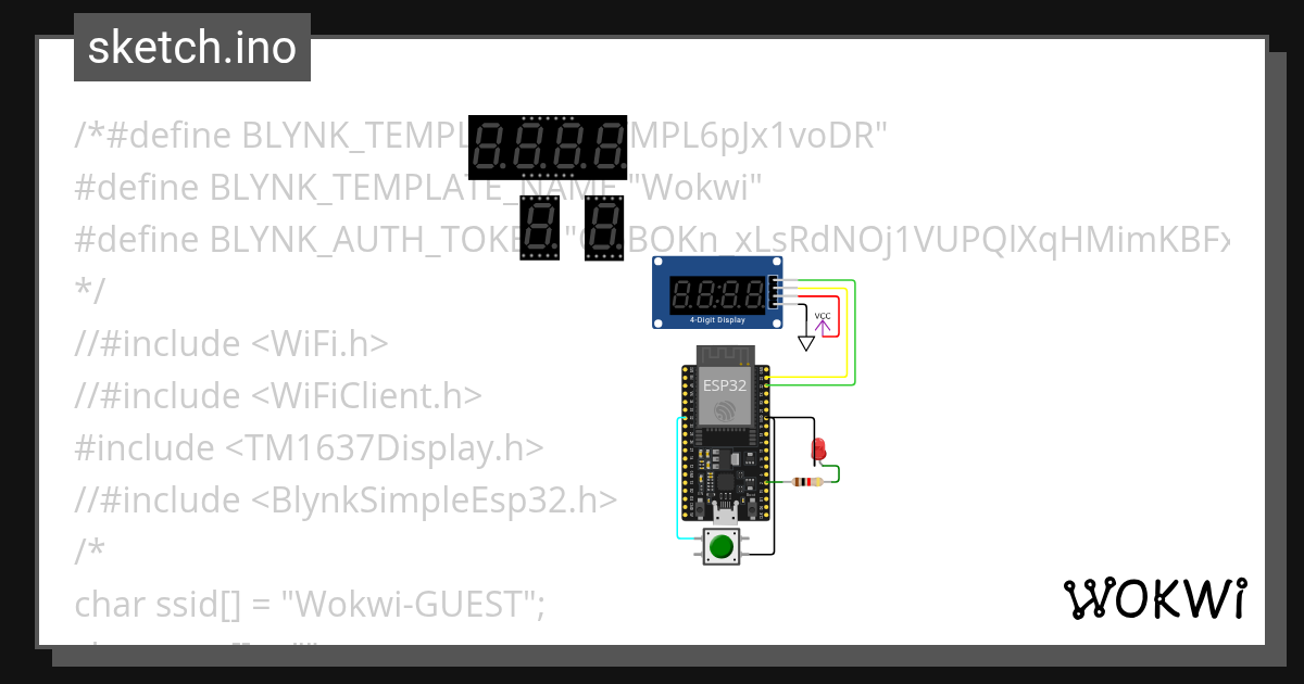 Push button as Counter Blynk ESP32 - Wokwi ESP32, STM32, Arduino Simulator