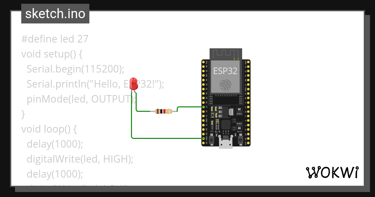 9439- Led interfacing - Wokwi ESP32, STM32, Arduino Simulator