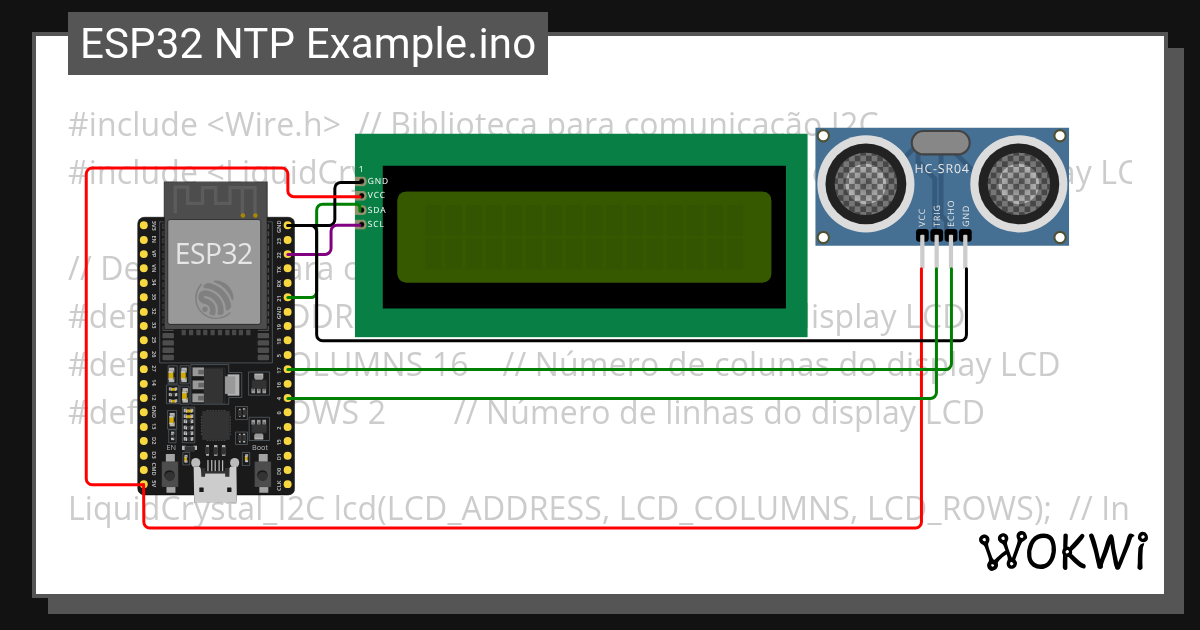ESP 32 com sensor e display i2c - Wokwi ESP32, STM32, Arduino Simulator
