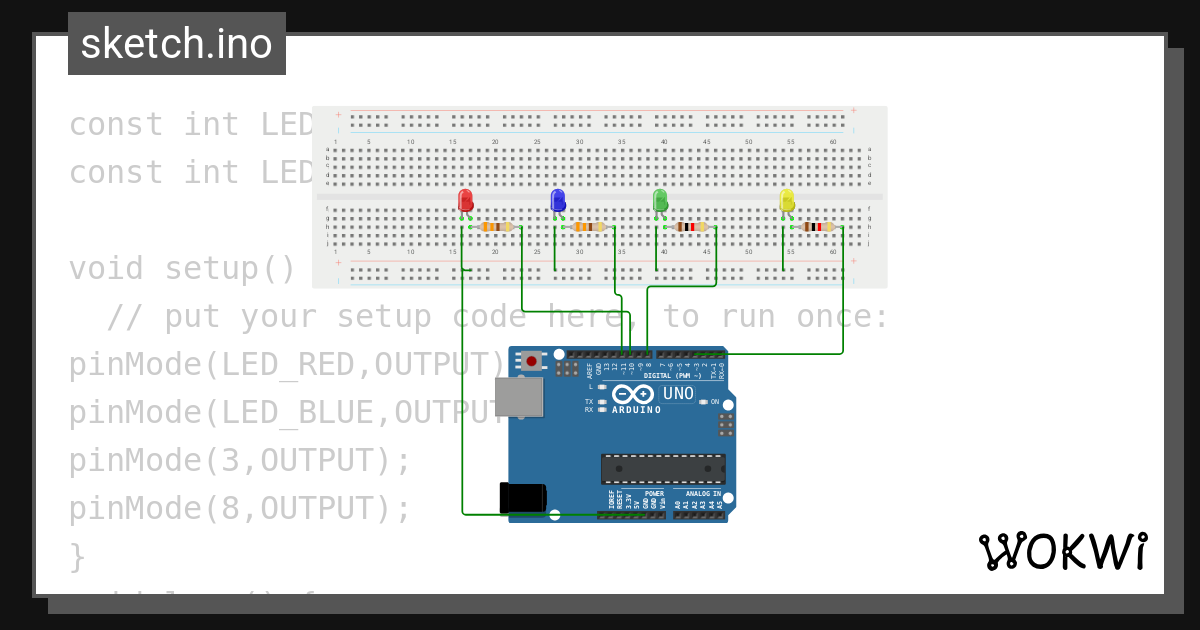 Led4個 Wokwi Esp32 Stm32 Arduino Simulator