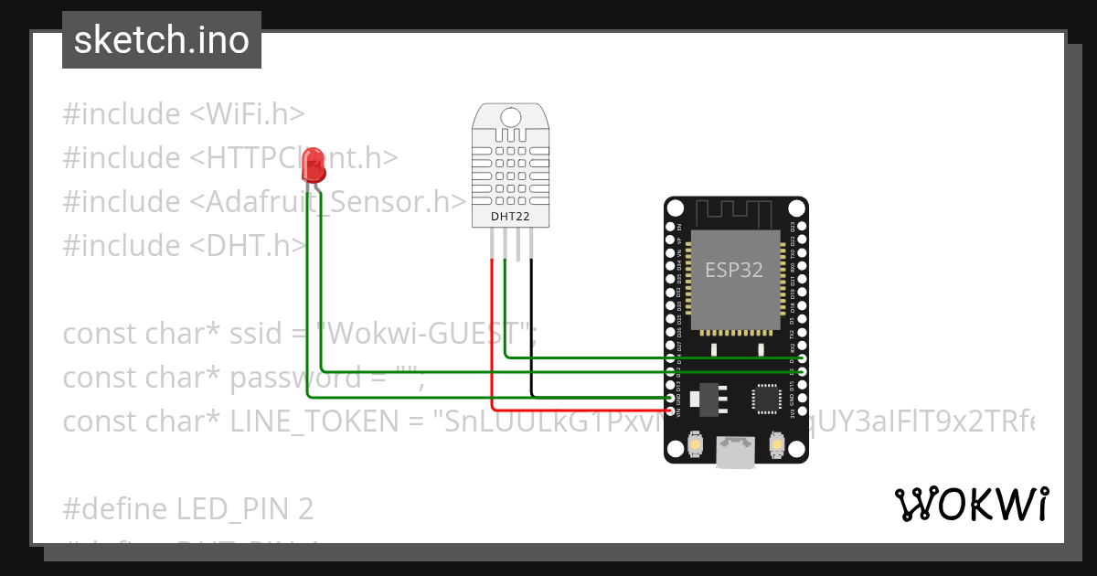 DHT SENSOR LiNE - Wokwi ESP32, STM32, Arduino Simulator