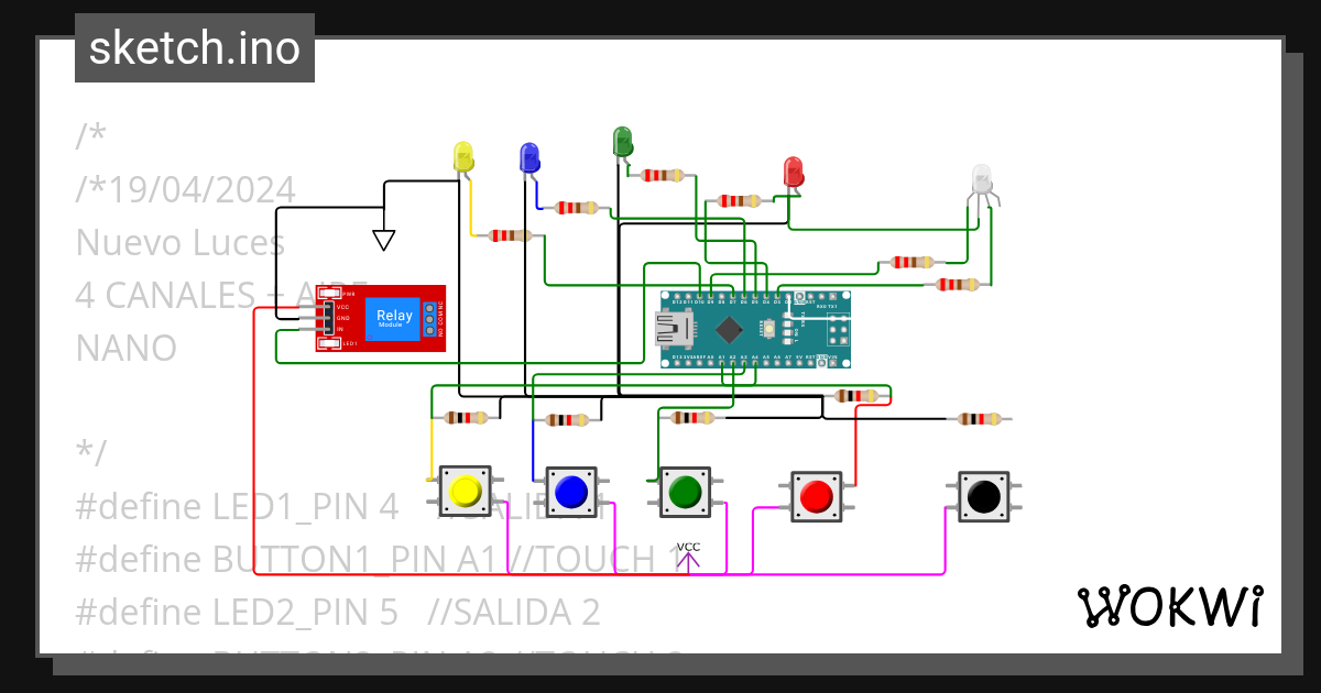 Luces Uno - Wokwi ESP32, STM32, Arduino Simulator