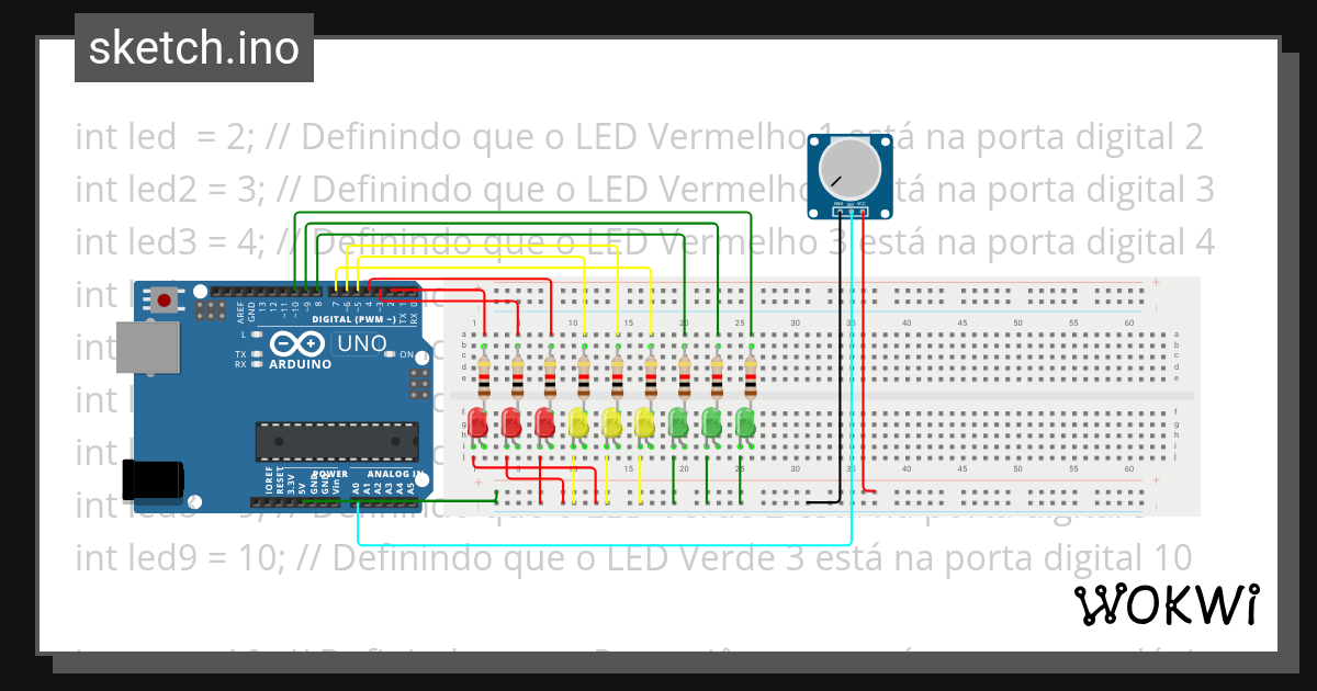 Sequência de Leds - Wokwi ESP32, STM32, Arduino Simulator