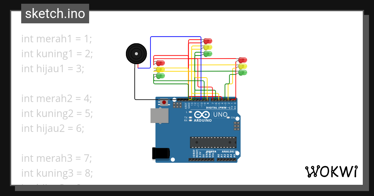 latihan lampu merah - Wokwi ESP32, STM32, Arduino Simulator