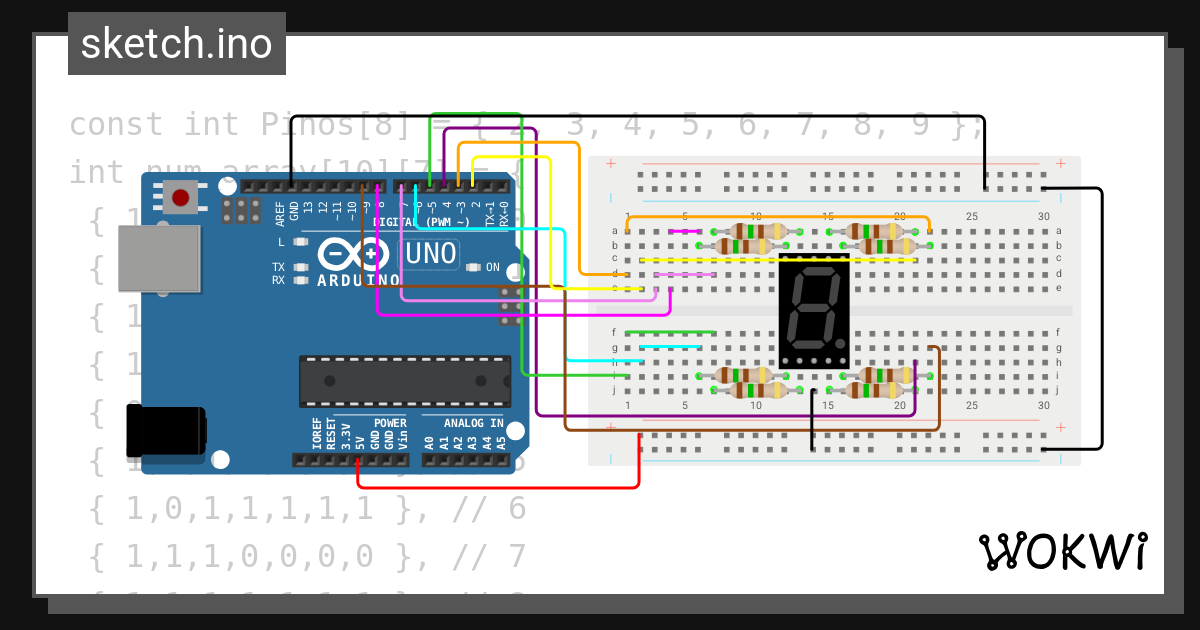 Circuito 3 Display Vetor Binário Wokwi Esp32 Stm32 Arduino Simulator 