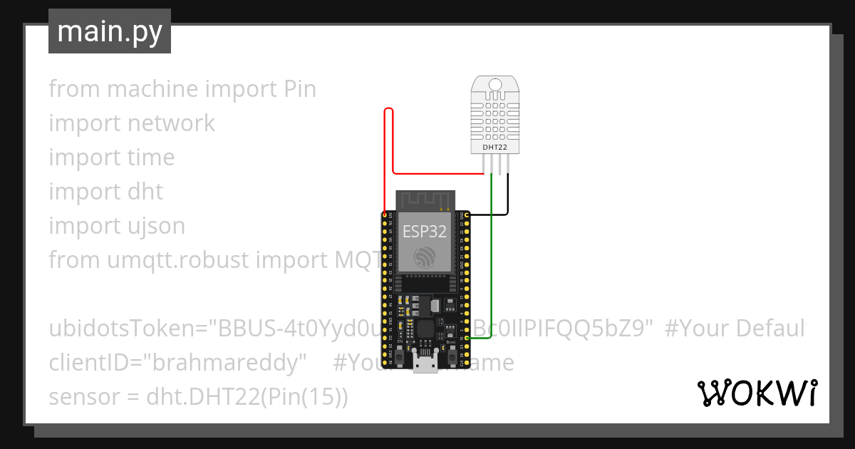 Mqtt server storage of sensordata - Wokwi ESP32, STM32, Arduino Simulator