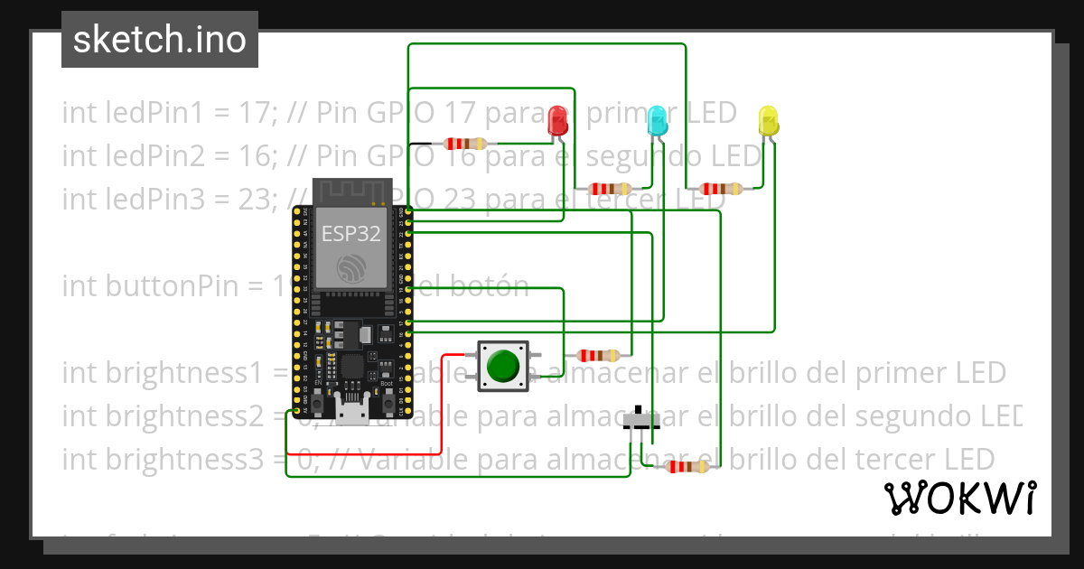 Boton controlando brillo - Wokwi ESP32, STM32, Arduino Simulator Boton controlando brillo - Wokwi ESP32, STM32, Arduino Simulator