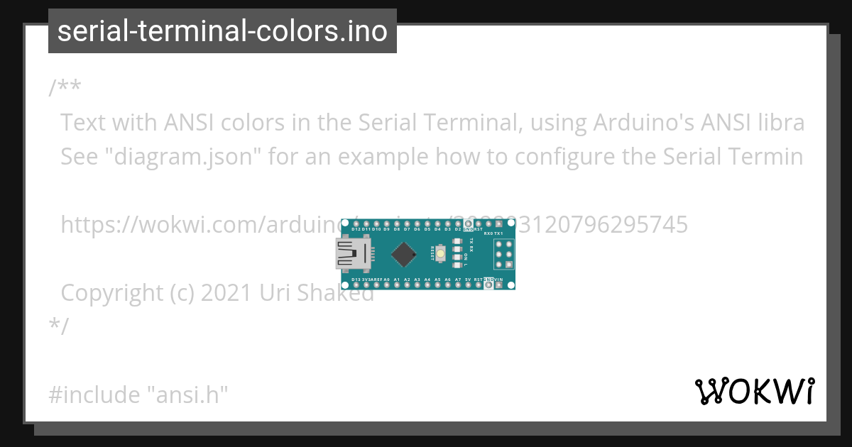serial-terminal-colors.ino Copy - Wokwi ESP32, STM32, Arduino Simulator