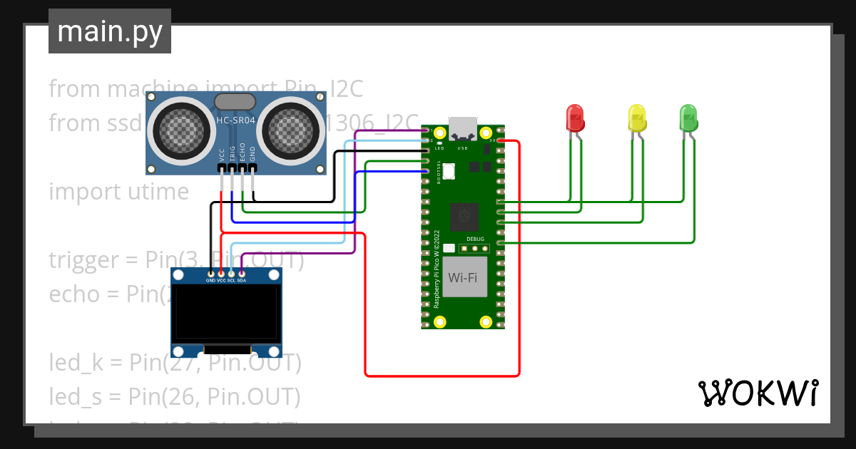 Ultrasonic Distance Sensor Oledwithleds Wokwi Esp32 Stm32 Arduino Simulator 