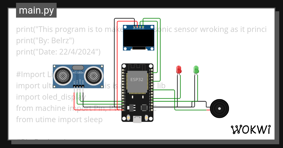 Ultrasonic Wokwi Esp32 Stm32 Arduino Simulator 0415