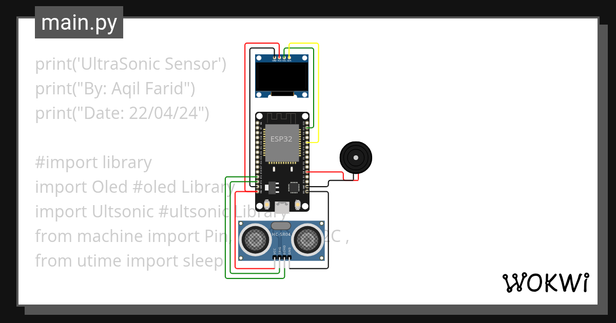 Ultrasonic Sensor - Wokwi ESP32, STM32, Arduino Simulator