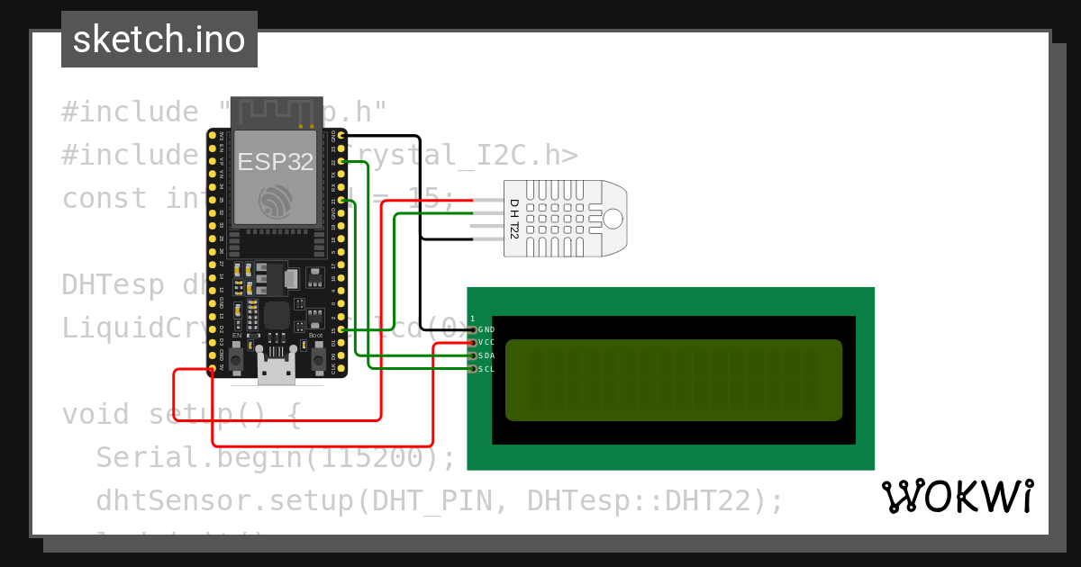 溫溼度顯示器 Wokwi Esp32 Stm32 Arduino Simulator 9408