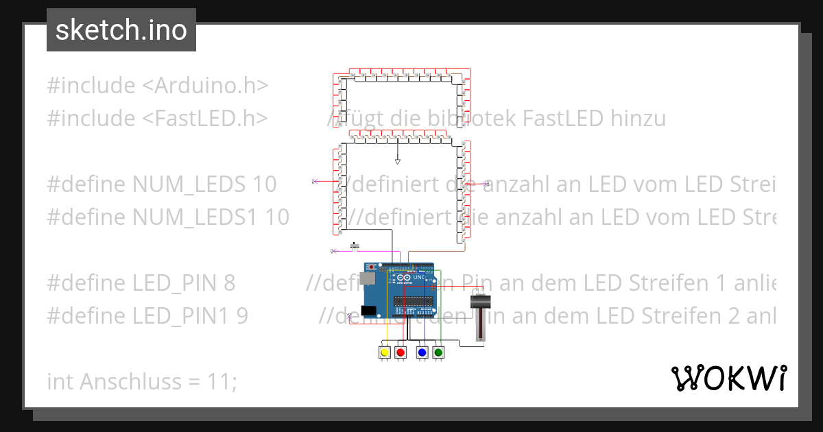 Testen von LED Streifen FastLED Copy - Wokwi ESP32, STM32, Arduino ...