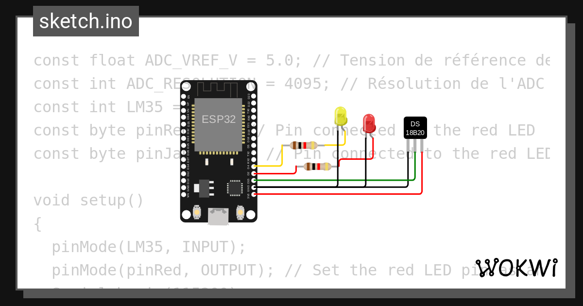 Temperature 2 Pin Jaune Rouge Wokwi Esp32 Stm32 Arduino Simulator 7320