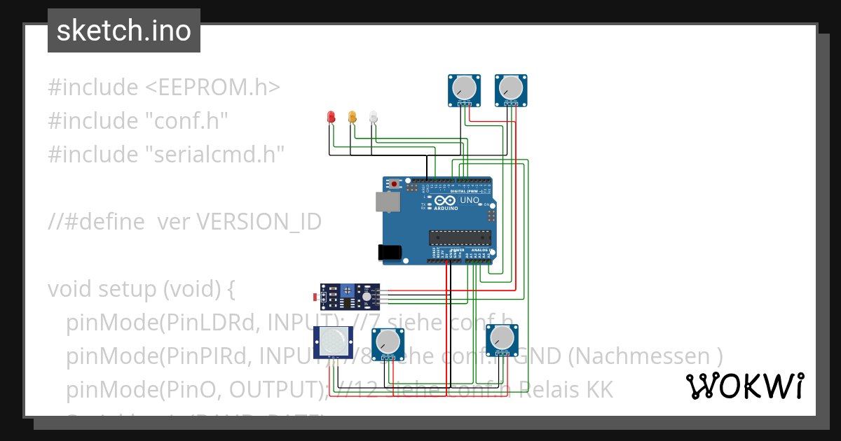 LED_LDR_PIR_ID - Wokwi ESP32, STM32, Arduino Simulator