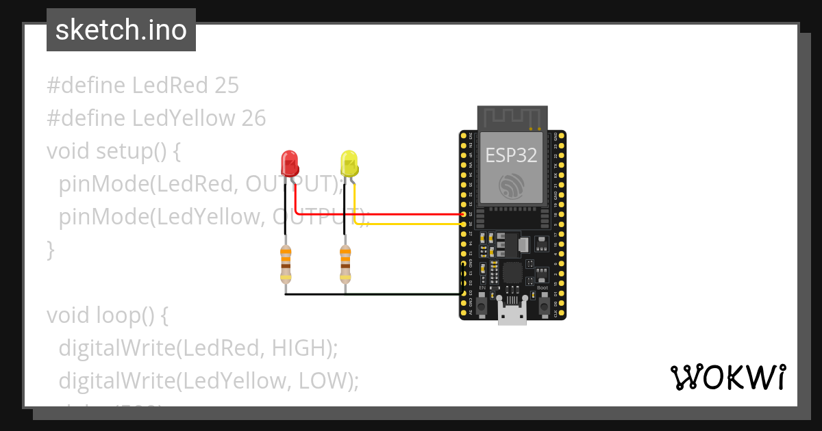 Led kelap kelip - Wokwi ESP32, STM32, Arduino Simulator