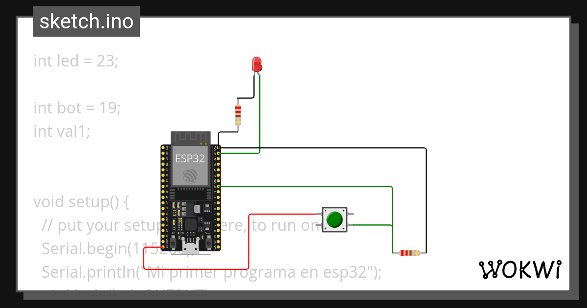 16 de Abril - PULSADOR BÁSICO - Wokwi ESP32, STM32, Arduino Simulator