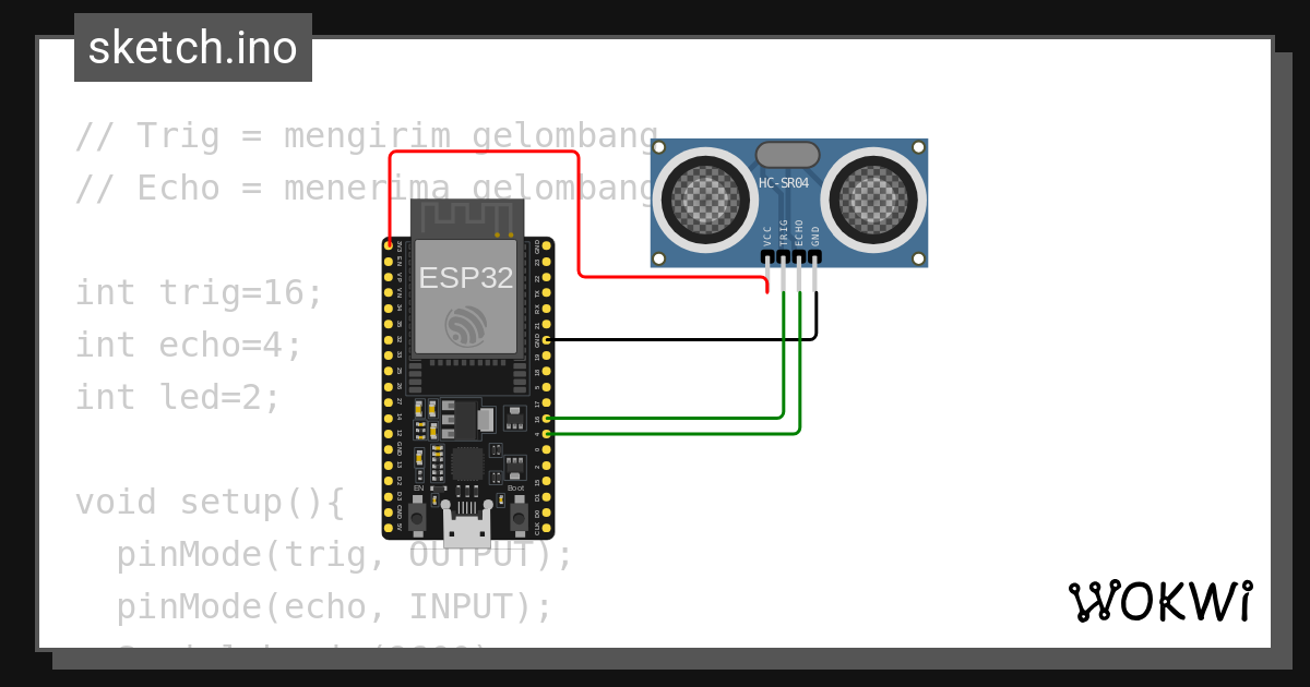 Latihan Ultrasonic 1 Wokwi Esp32 Stm32 Arduino Simulator 8602