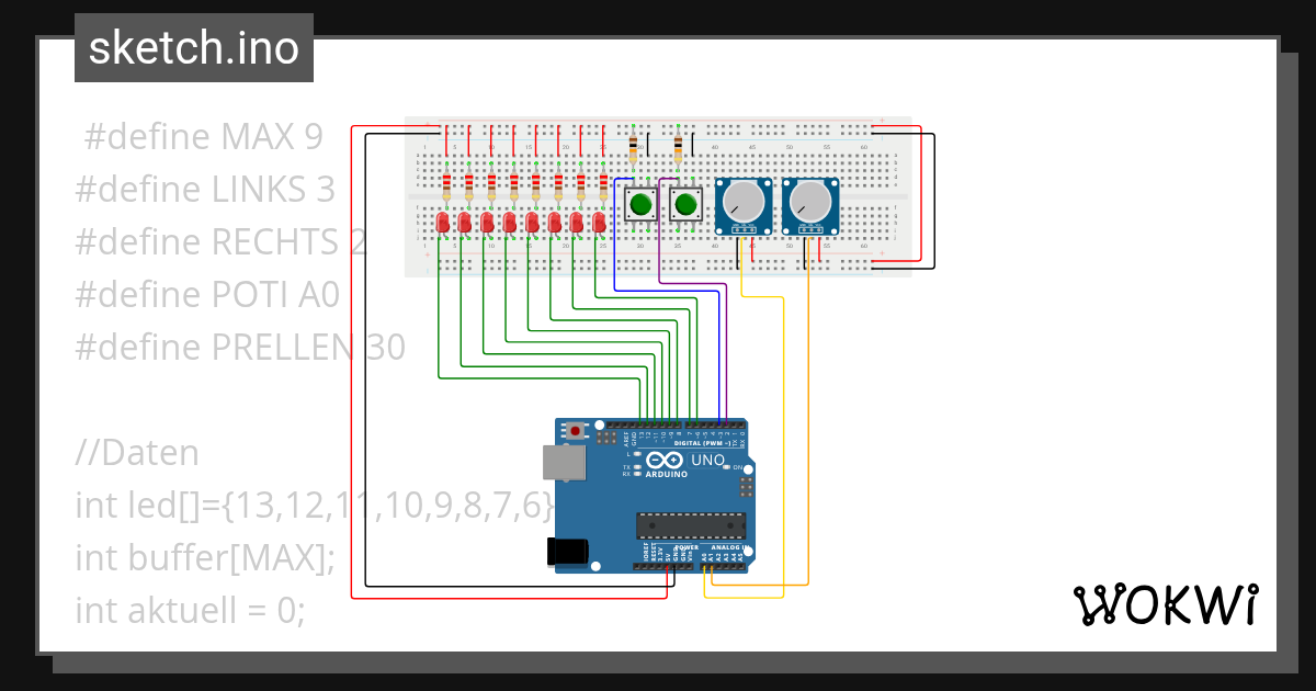 Arduino UNO LEd - Wokwi ESP32, STM32, Arduino Simulator
