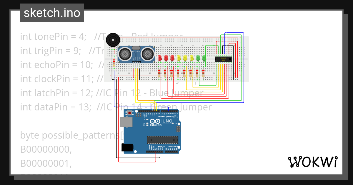 Parking Sensor Uno - Wokwi ESP32, STM32, Arduino Simulator