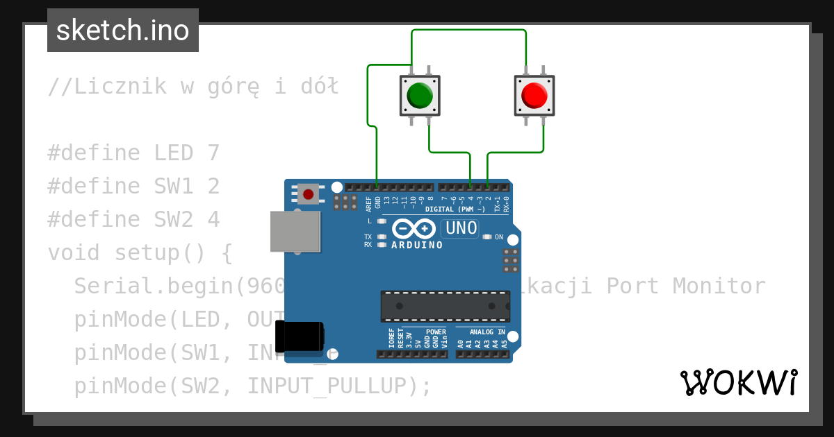 Licznik Góra Dół Wokwi Esp32 Stm32 Arduino Simulator 2152