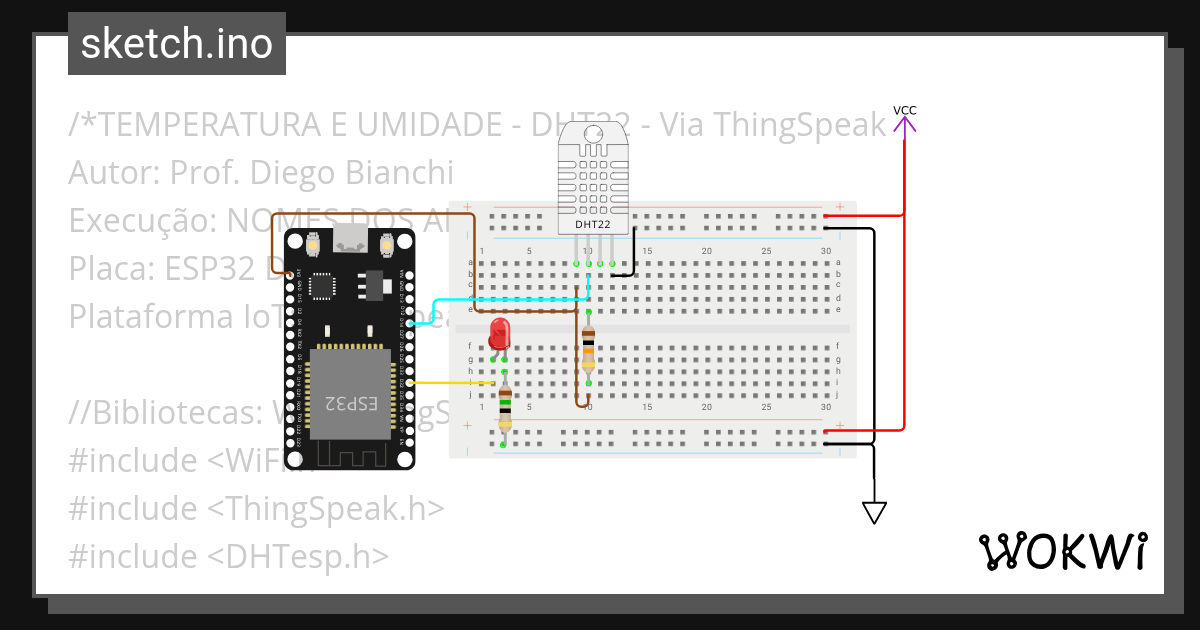 ESP32 IoT C++ - ThingSpeak - Wokwi ESP32, STM32, Arduino Simulator