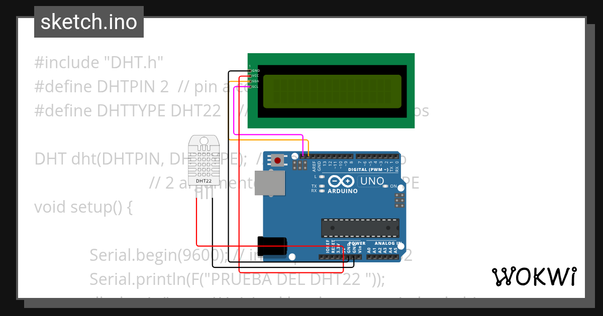 PRACTICA 8 DHT22 - Wokwi ESP32, STM32, Arduino Simulator