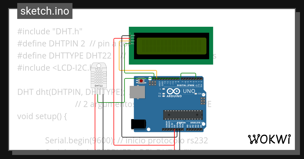 Practica 8 DHT22 - Wokwi ESP32, STM32, Arduino Simulator