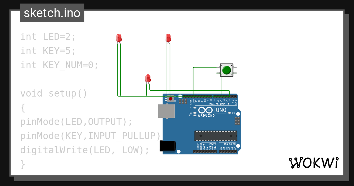 按钮控制三灯开关 Wokwi Esp32 Stm32 Arduino Simulator 4370